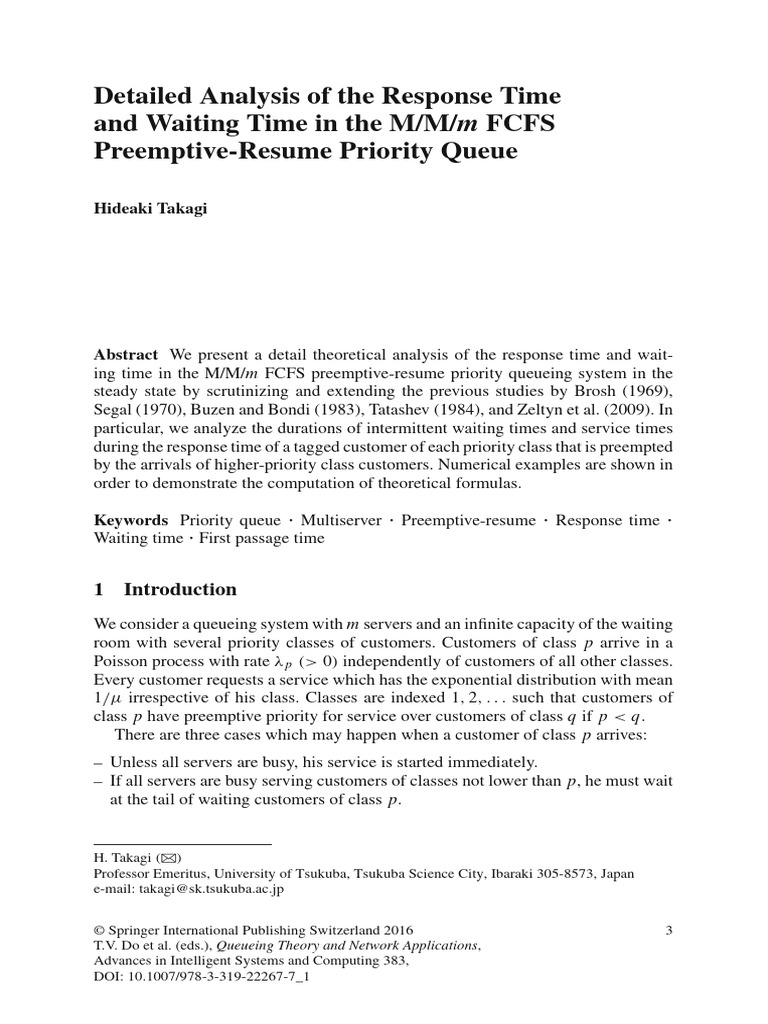 Detailed Analysis of The Response Time and Waiting Time in The M:M:M ...