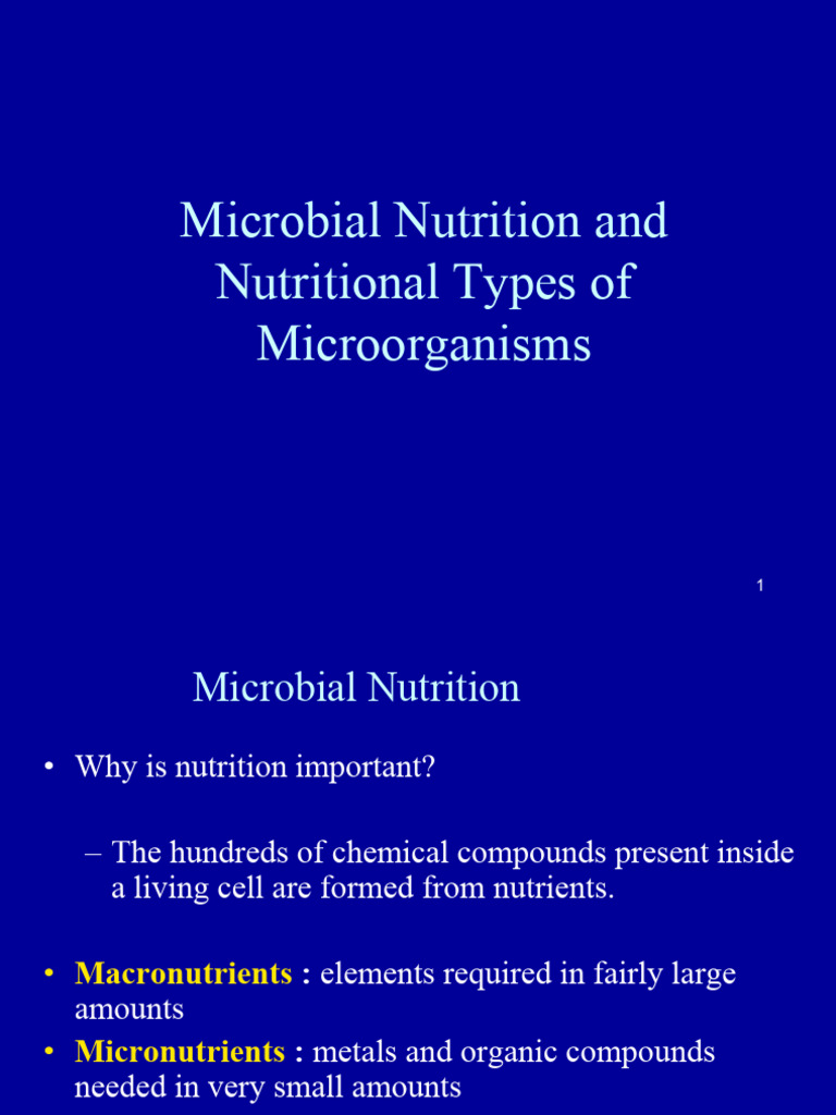 Microbial Nutrition: Types and Requirements | PDF | Nutrition | Diet ...