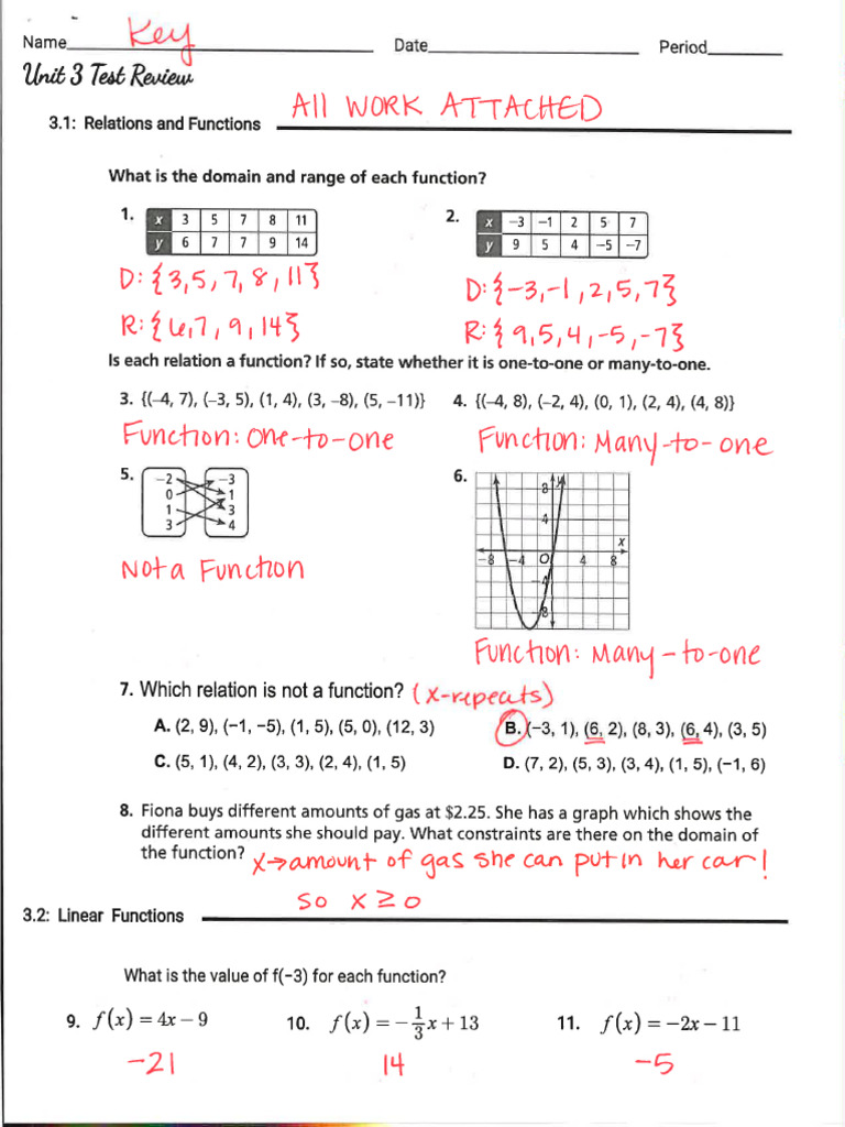 Unit 3 Test Review KEY | PDF