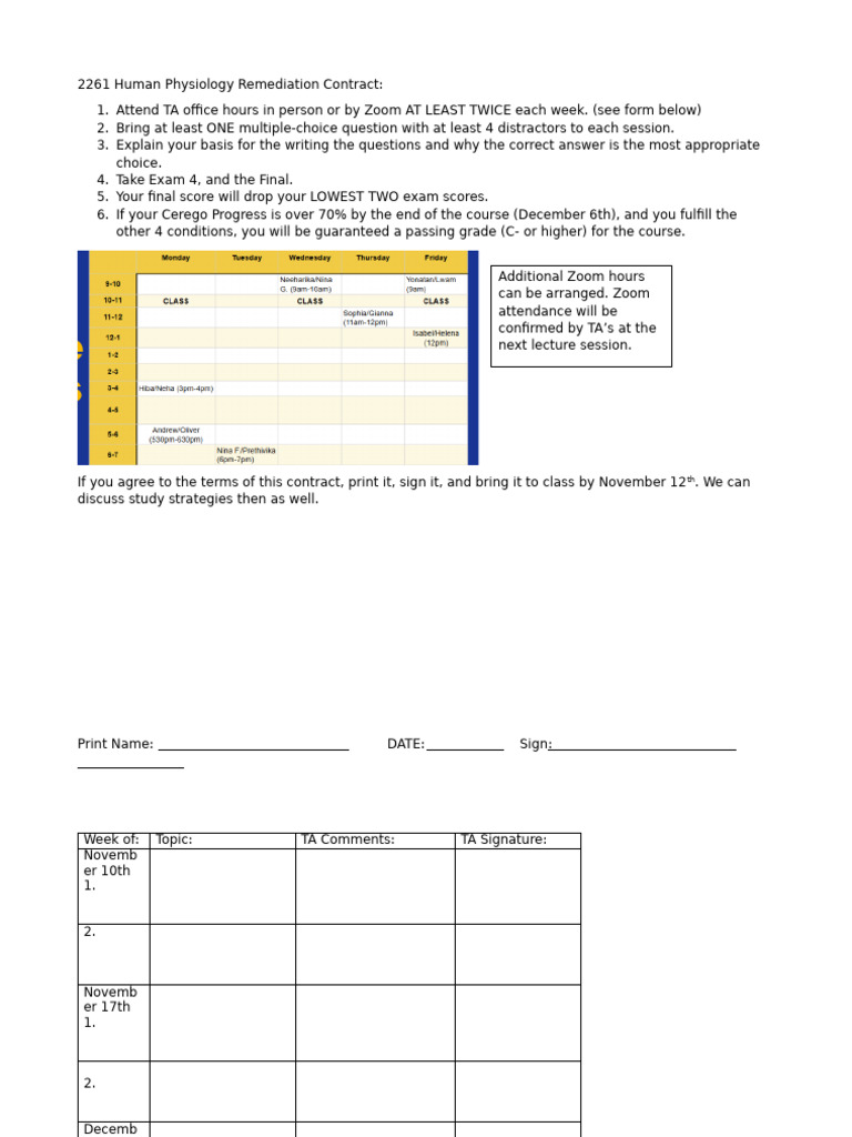 2261 V2Human Physiology Remediation Contract | PDF
