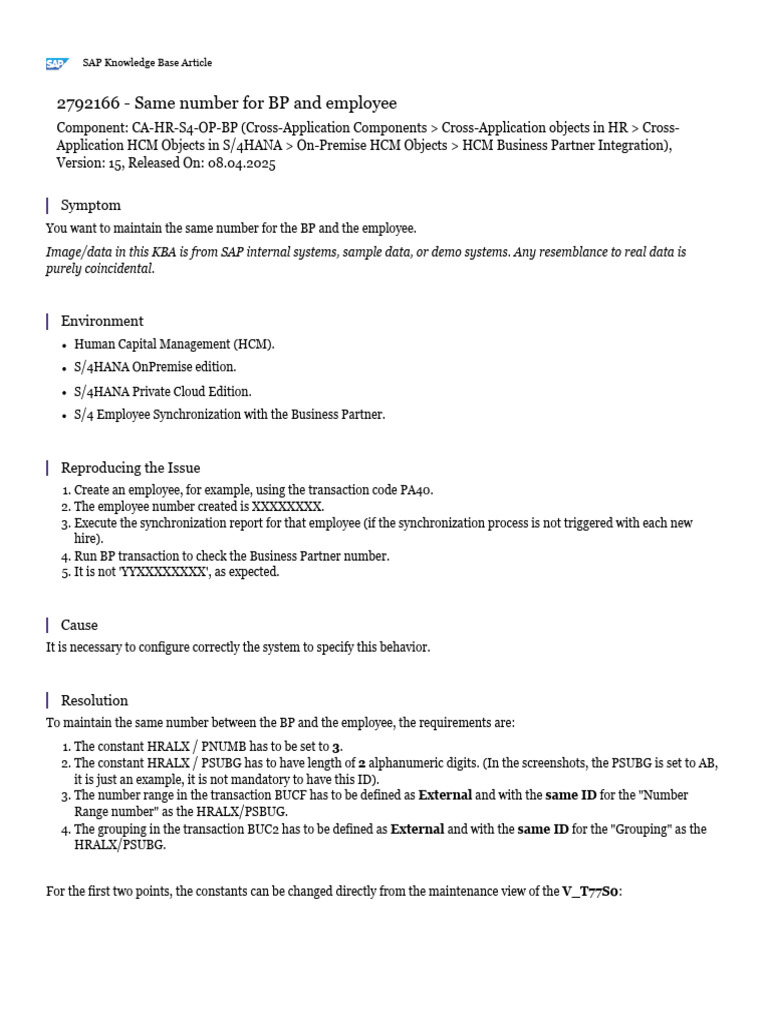 Same Number For BP and Employee: Symptom | PDF | Human Resource ...