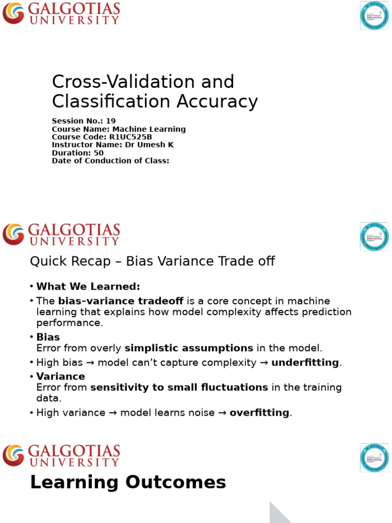 Lecture 19 PPT Cross-Validation and Classification Accuracy | PDF | Cross Validation (Statistics ...