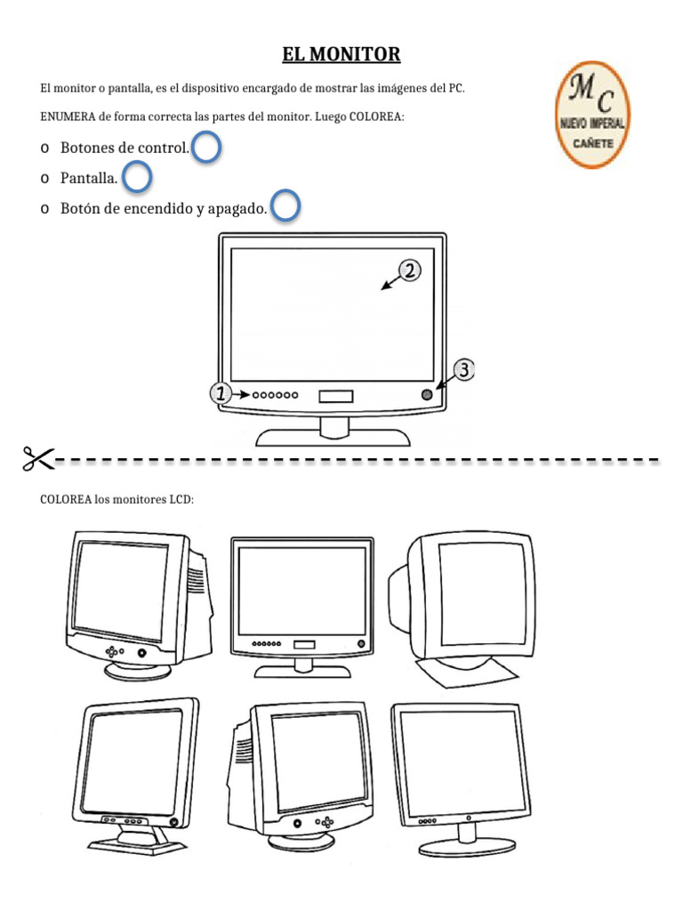 Partes del Monitor y Teclado para Colorear | PDF