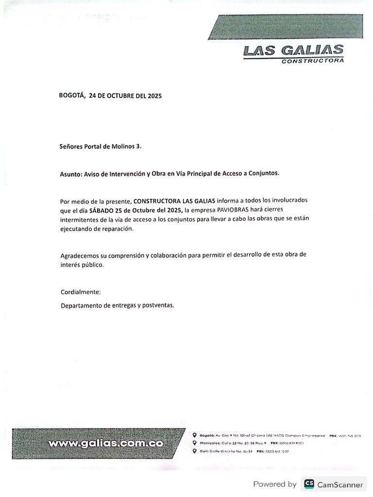 Circular Movilidad Constructora Galias | PDF