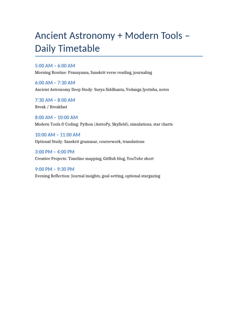 Ancient Astronomy Study Schedule | PDF