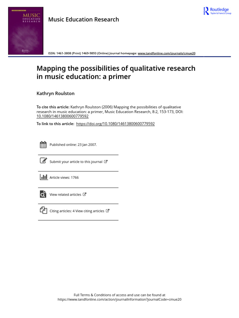 Mapping The Possibilities of Qualitative Research in Music Education A ...