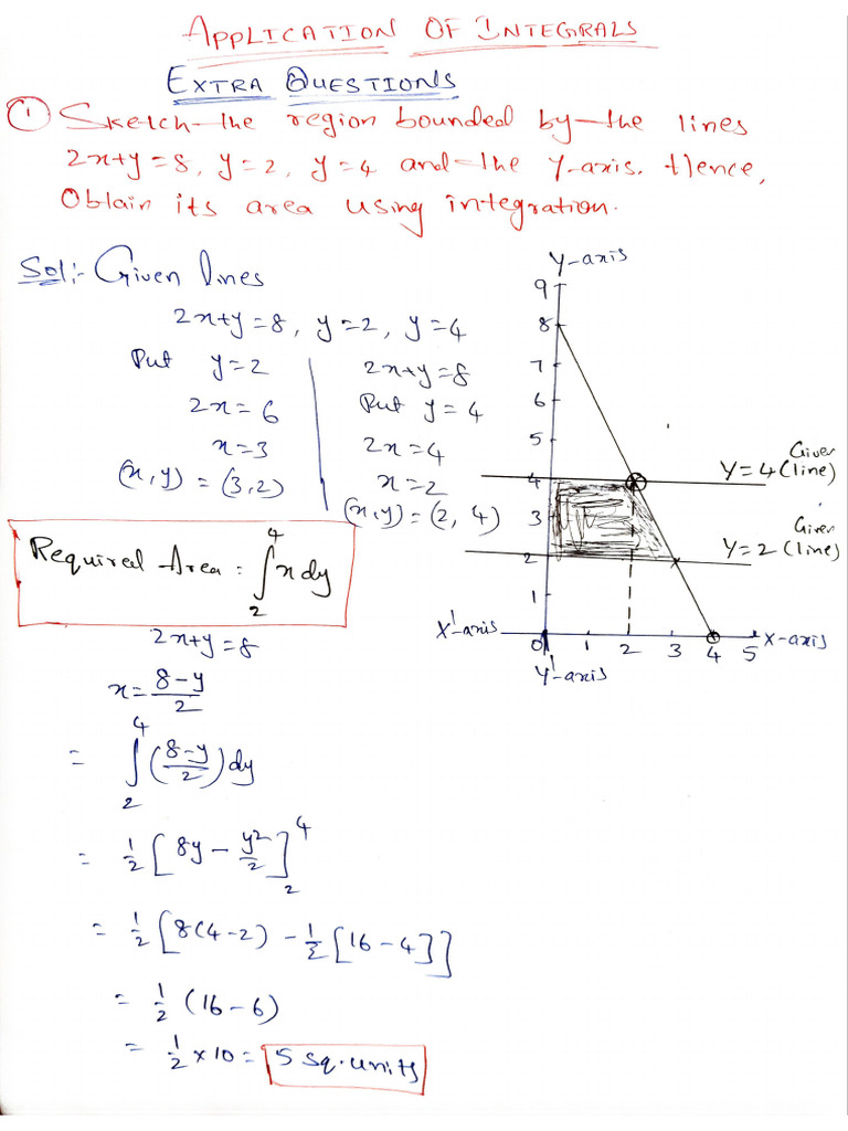 Application of Integrals Extra Questions With Answers | PDF