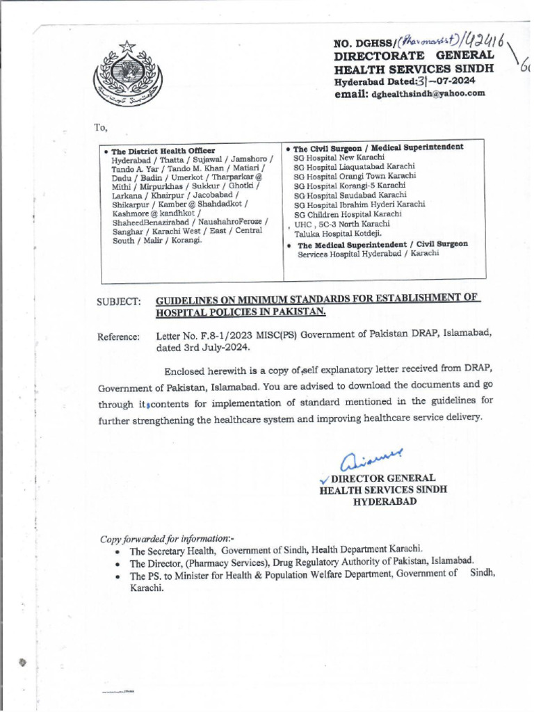 DHOs Hospitals Guidelines On Minimum Standards For - 240801 - 151133 | PDF