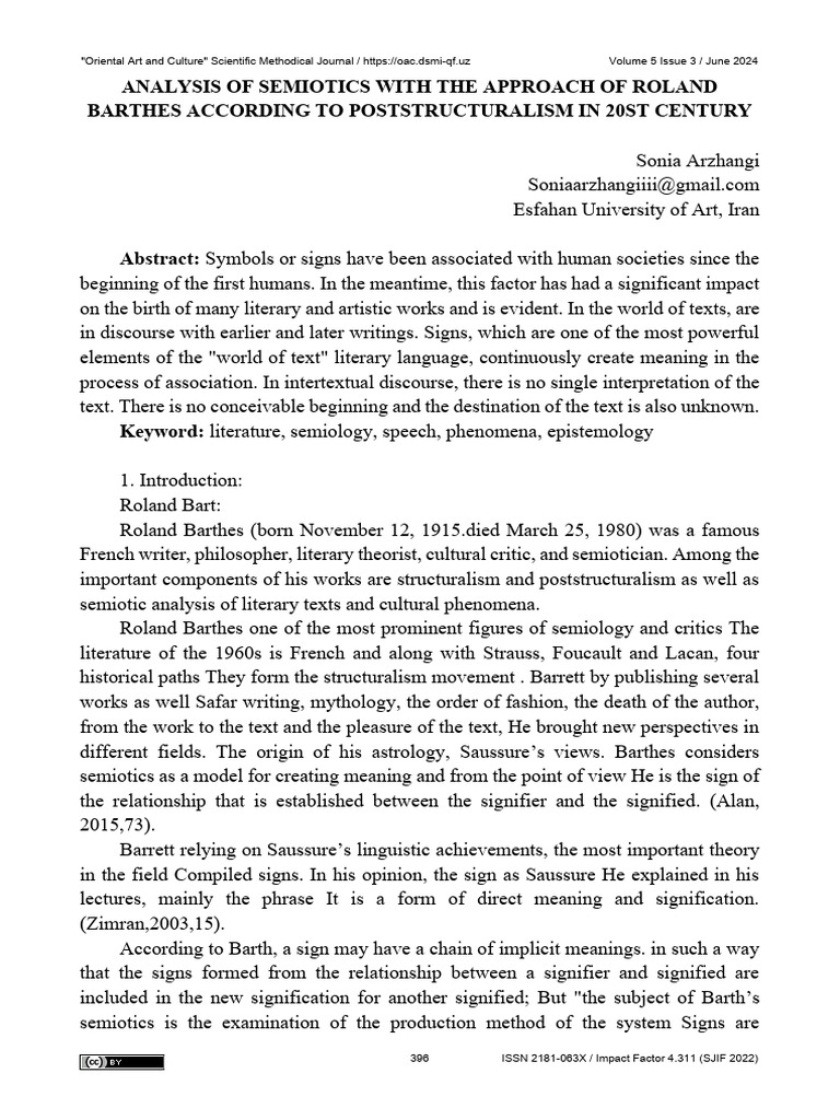 Analysis of Semiotics With The Approach of Roland Barthes According To ...