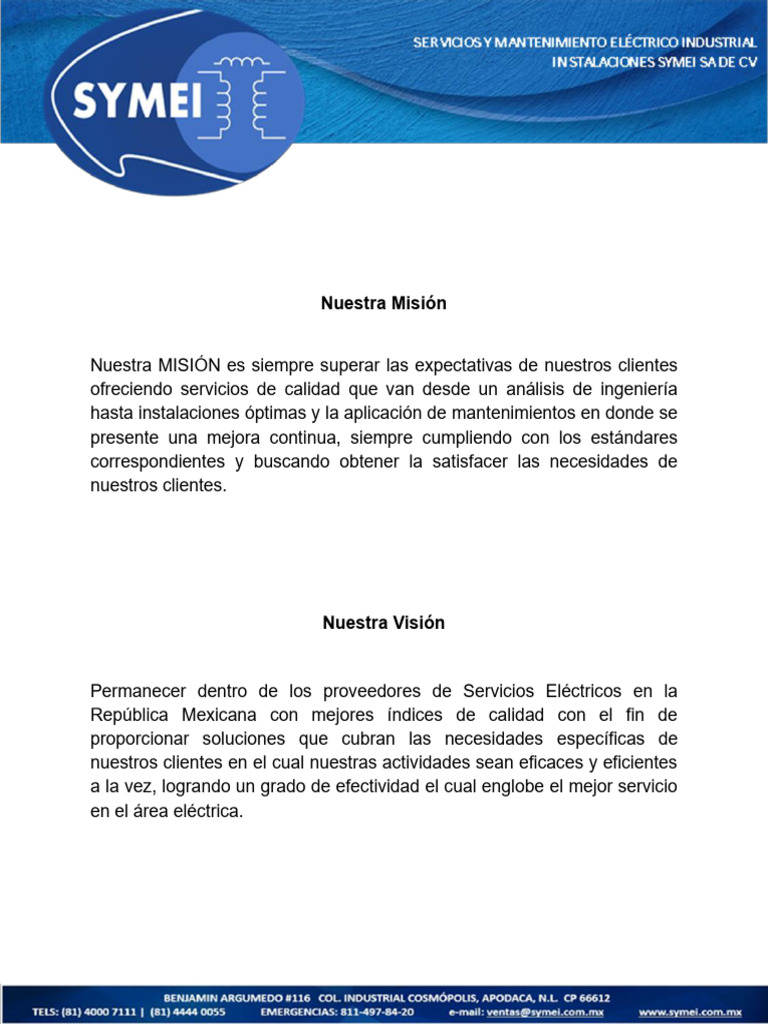 Misión - Visión SYMEI | PDF