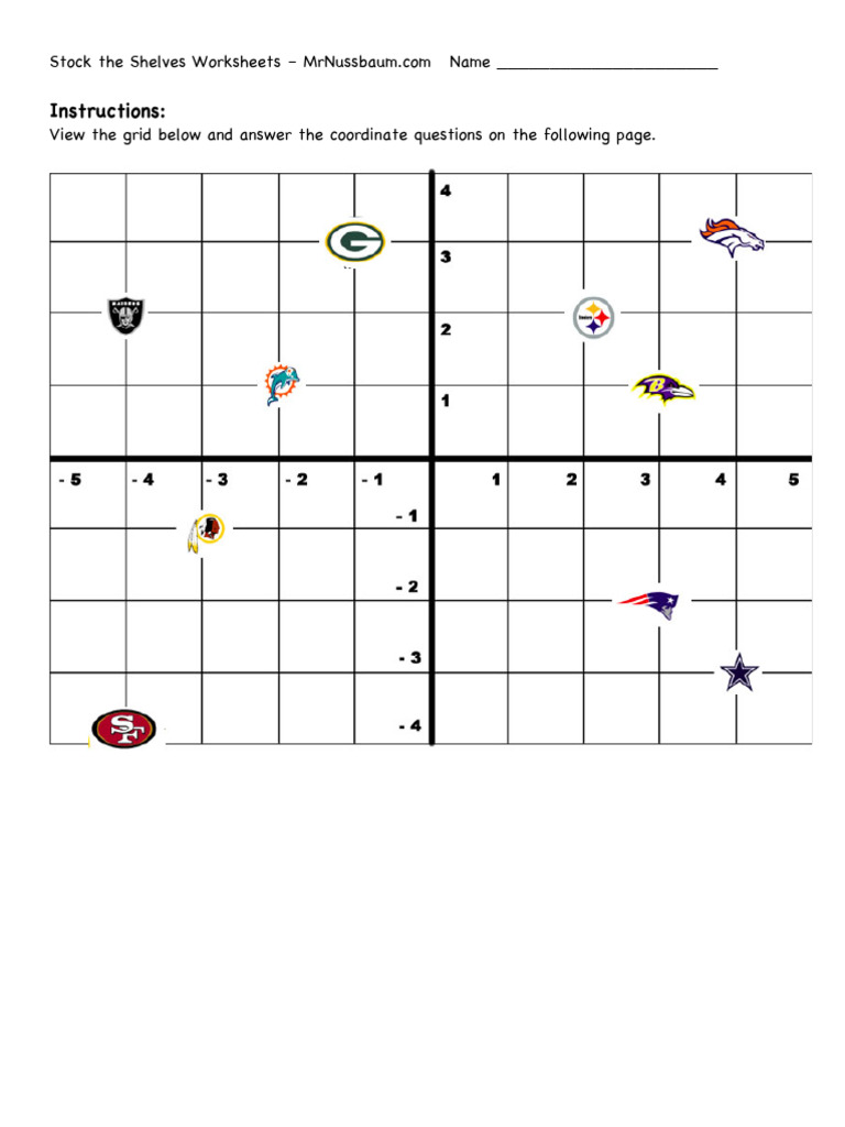 NFL Logo Coordinates Worksheet | PDF