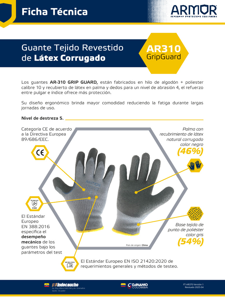 Guantes de Látex Corrugado AR310 GripGuard | PDF | Guante