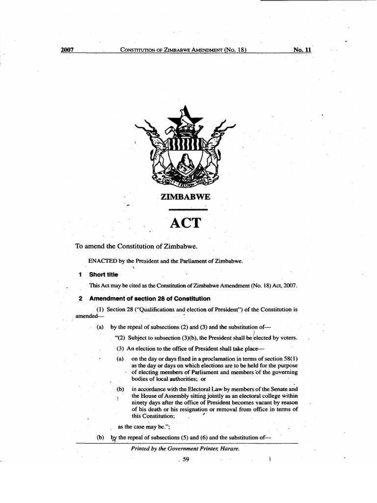 Constitution of Zimbabwe | PDF