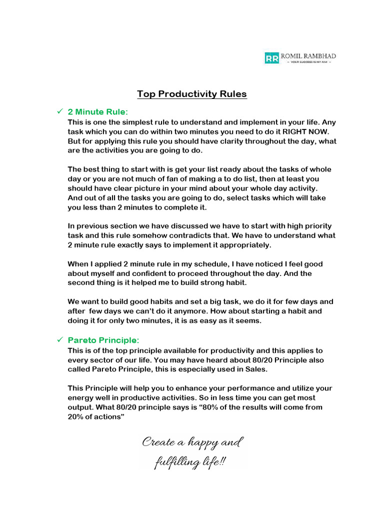 Top Productivity Rules Explained | PDF | Time Management | Professional ...