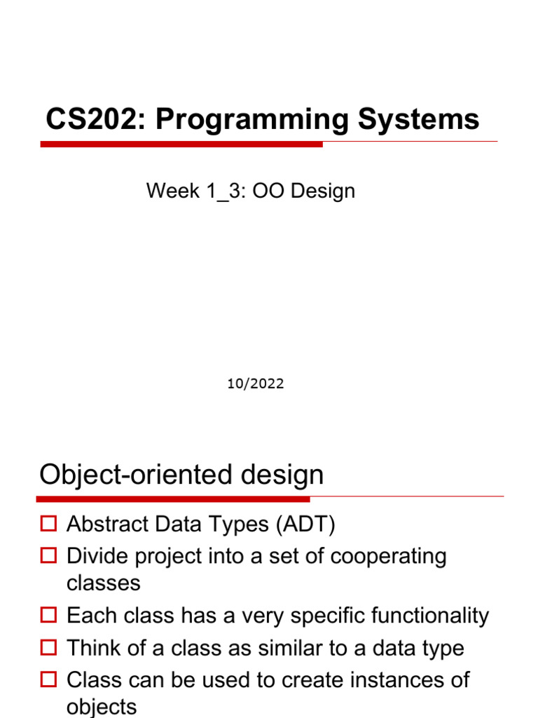 CS202_Week1_3 | PDF | Class (Computer Programming) | Method (Computer Programming)