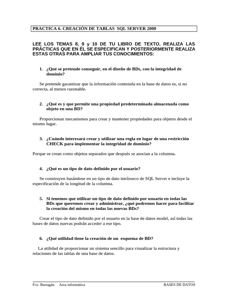 Practica 6 SQL Server 2000 | PDF | Bases de datos | Servidor SQL de Microsoft