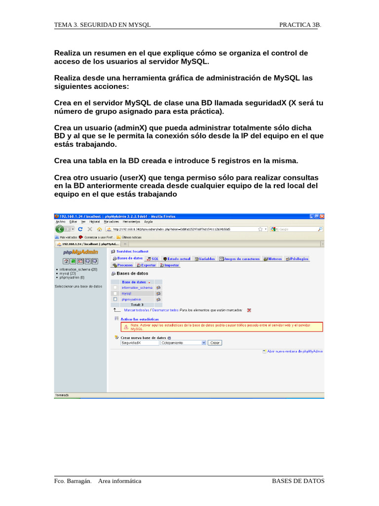 Practica 3B Seguridad Mysql 5 | PDF