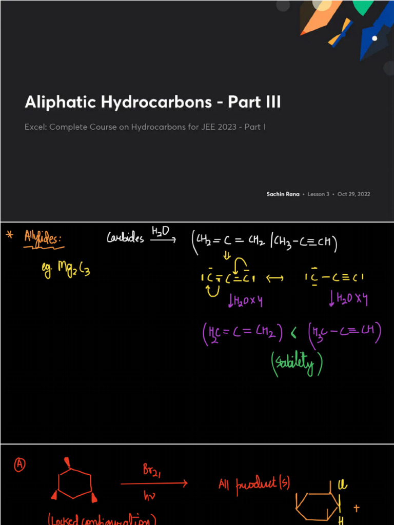 Aliphatic Hydrocarbons Part III With Anno | PDF
