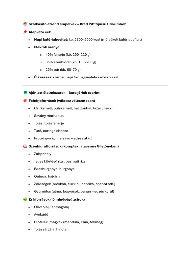 Szálkásító étrend alapelvek | PDF