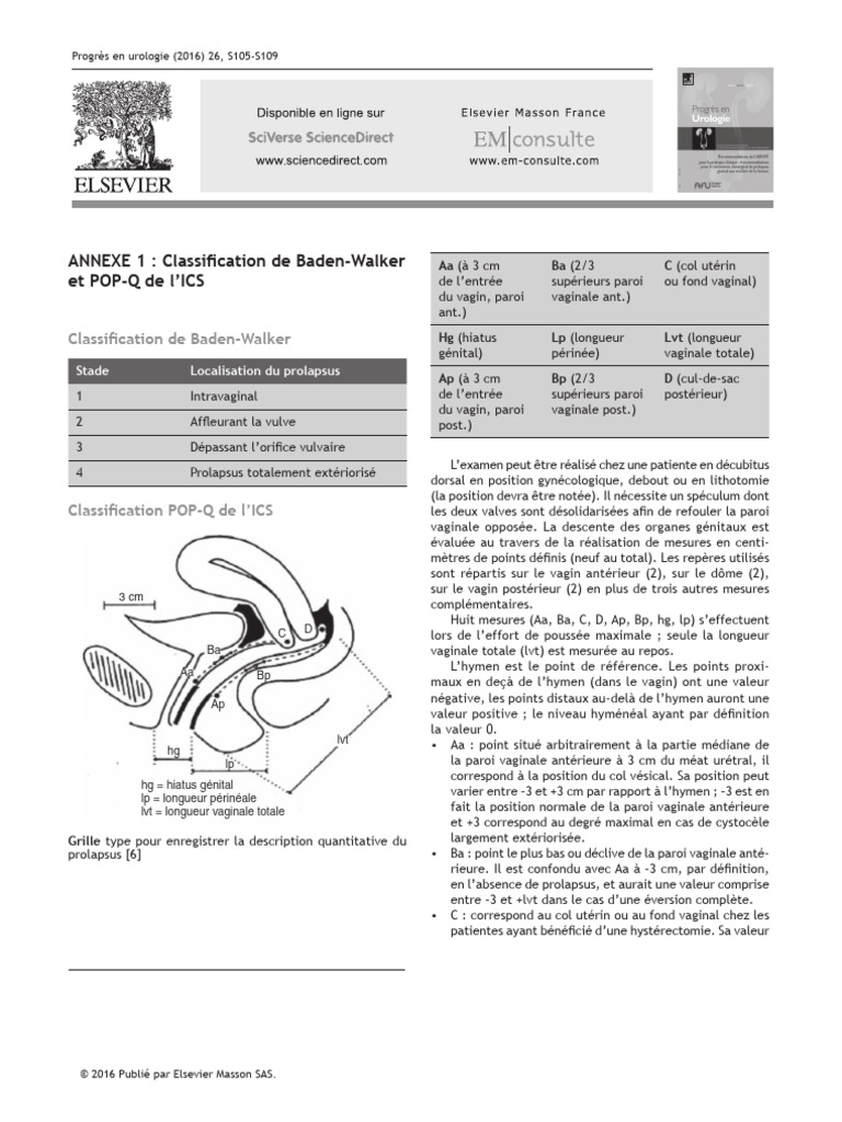 Recommandations sur le prolapsus génital | PDF | Incontinence urinaire ...