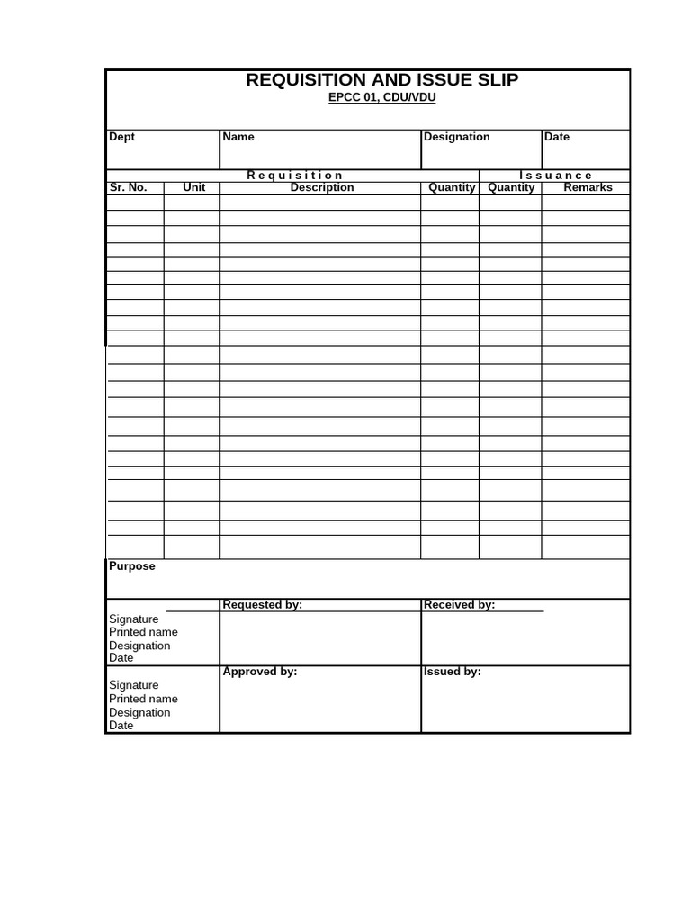 Requisition and Issue Slip Form | PDF