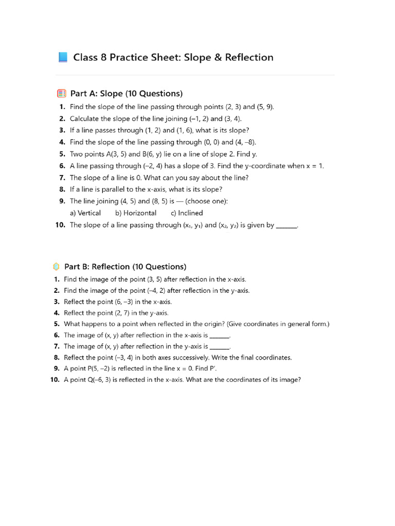 Advanced Slope and Reflection | PDF