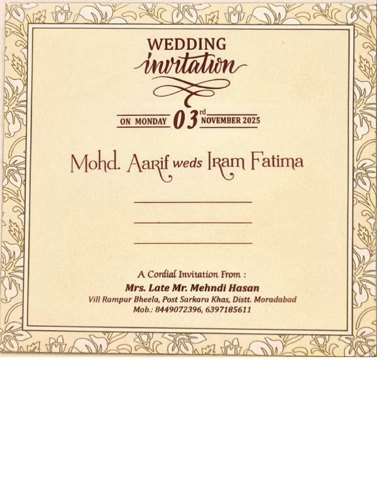 Aarif Wedding PDF | PDF