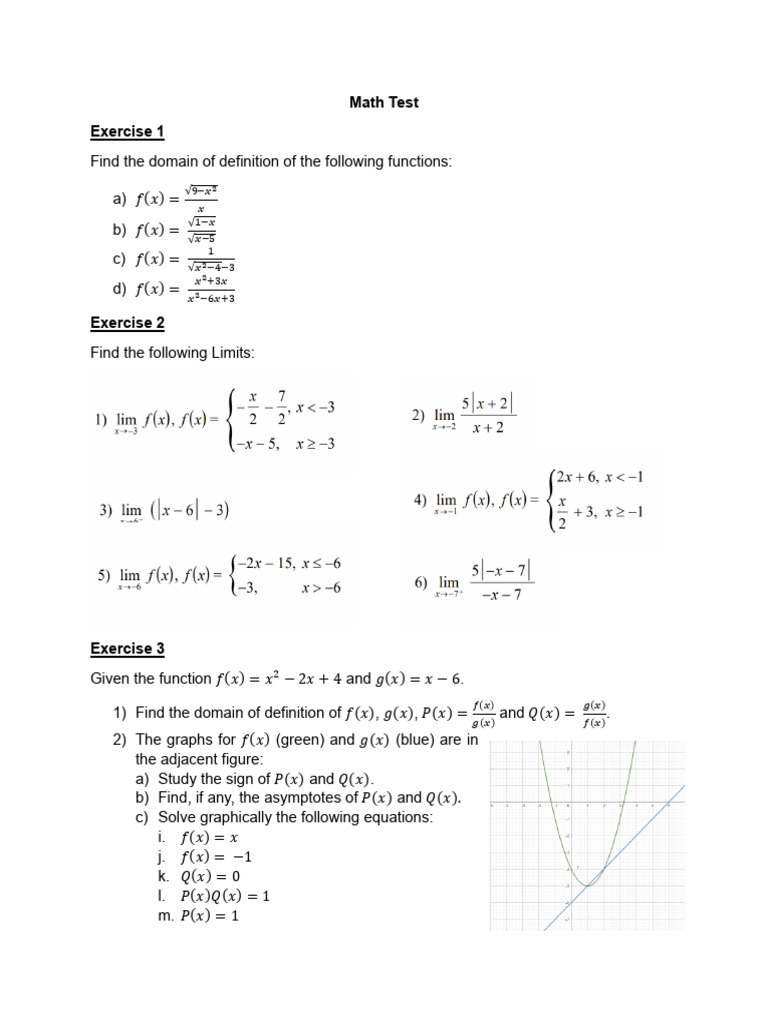 Math Test Limits | PDF