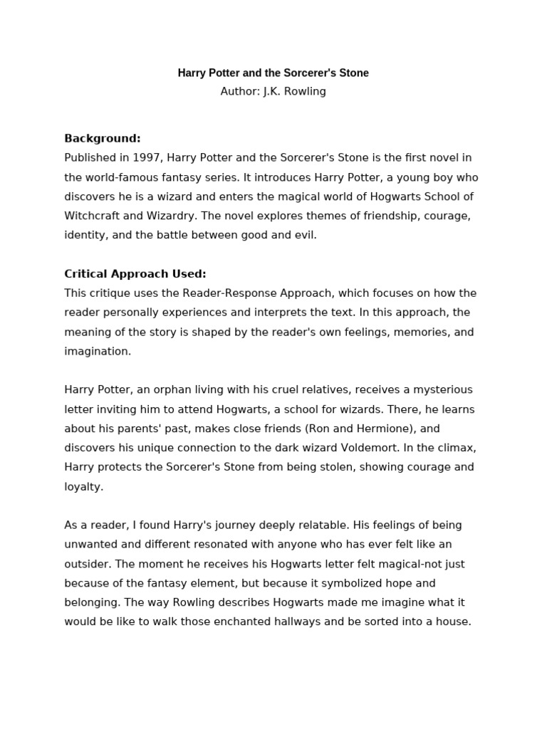 Harry Potter and The Sorcerers Stone | PDF | Magician (Fantasy) | Harry ...