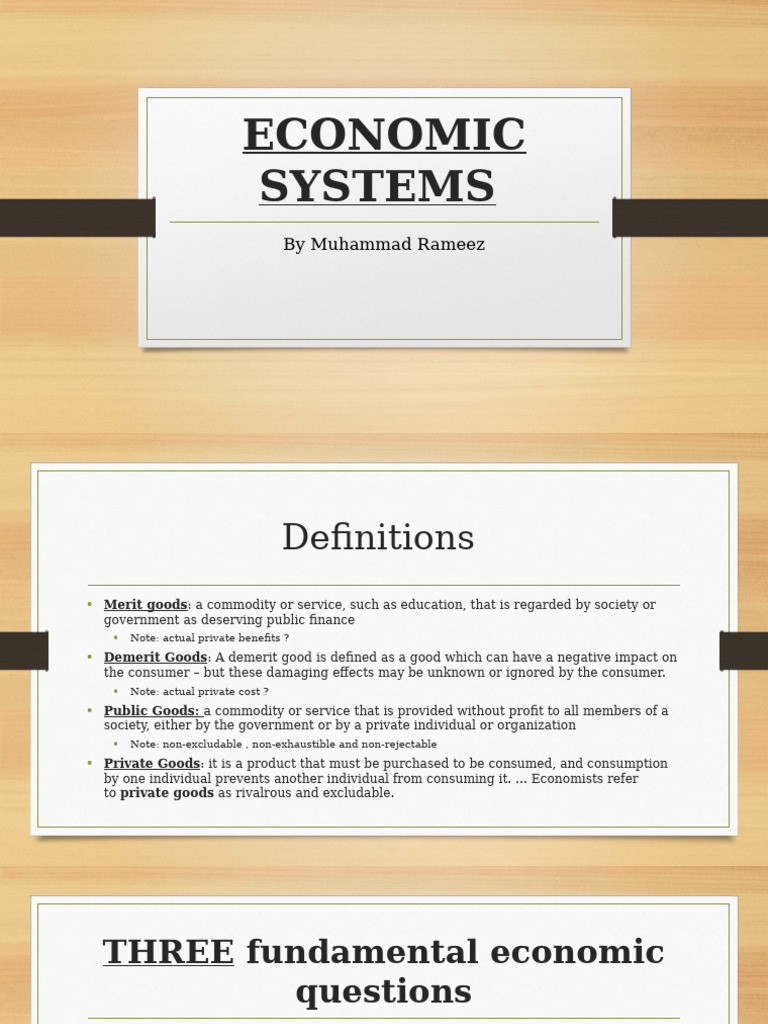 Economic Systems - Lecture Slides | PDF | Market Economy | Goods