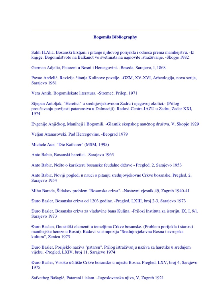 Bogomili Bibliografija | PDF