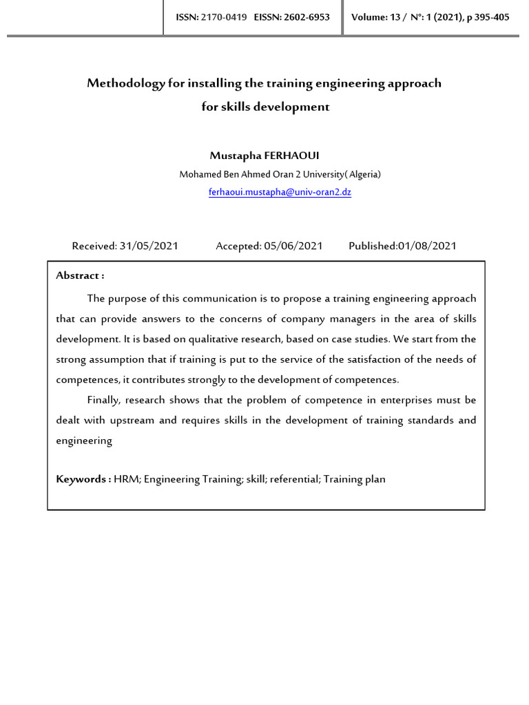 Methodology For Installing The Training Engineering Approach For | PDF ...
