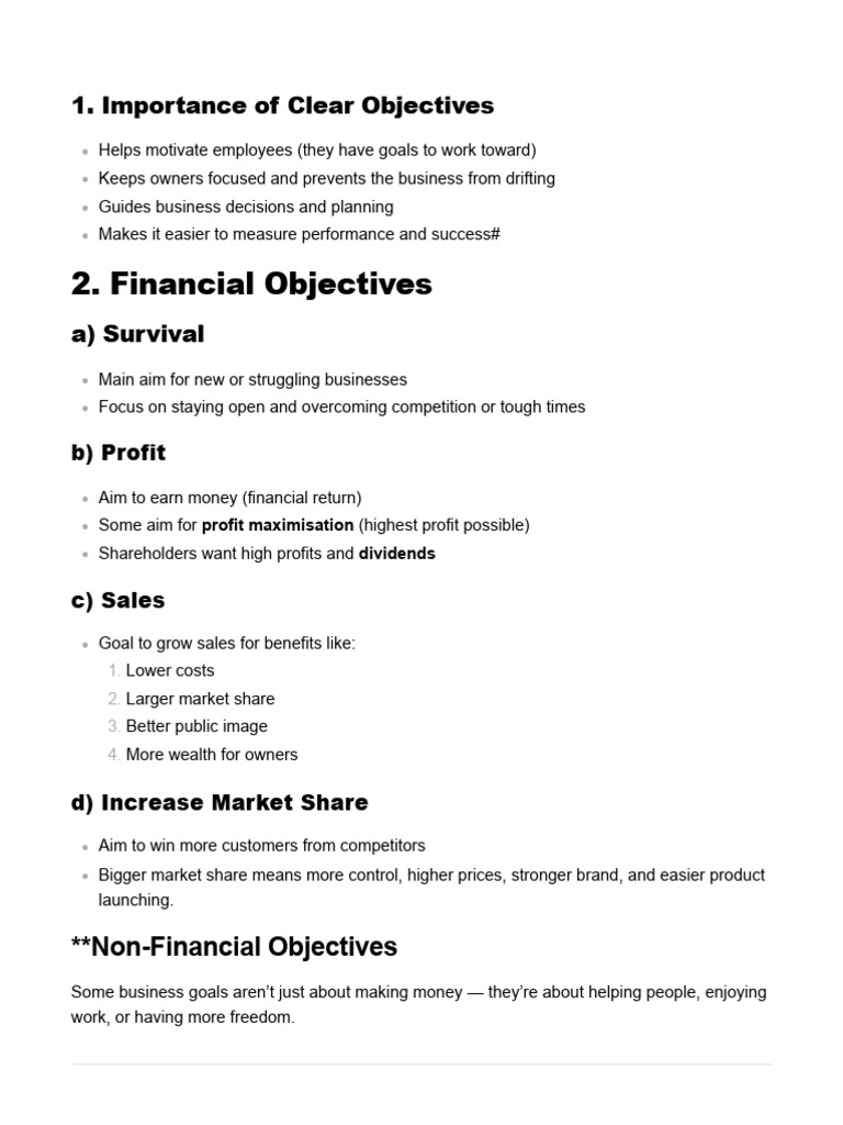 Business Objectives: Financial & Social Goals | PDF