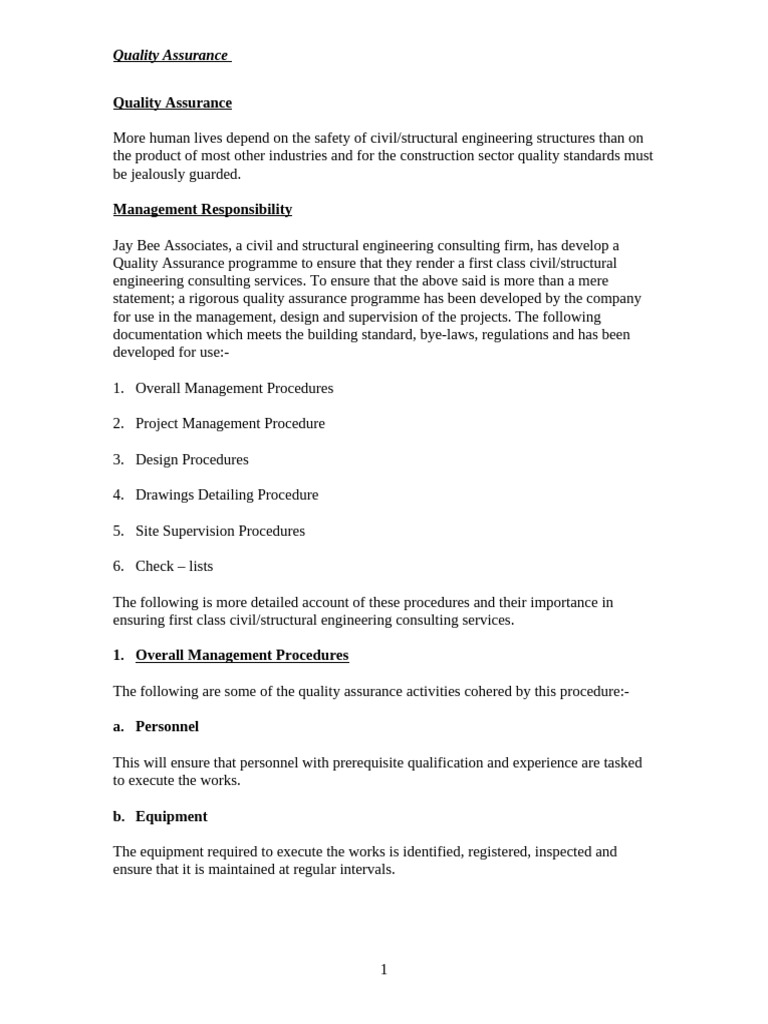 Civil Engineering Quality Assurance Guide | PDF | Quality Assurance ...