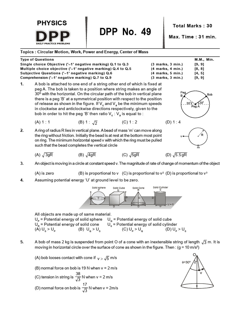 DPP 49 | PDF | Force | Mass