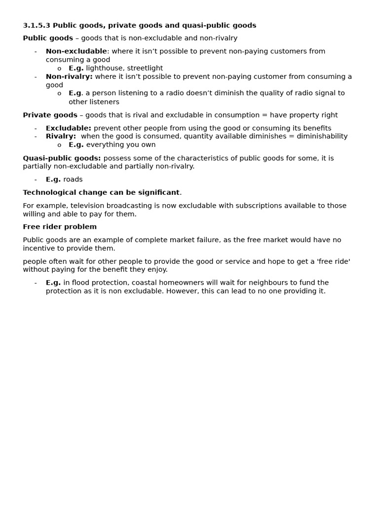 3.1.5.3 Public Goods, Private Goods and Quasi-Public Goods | PDF