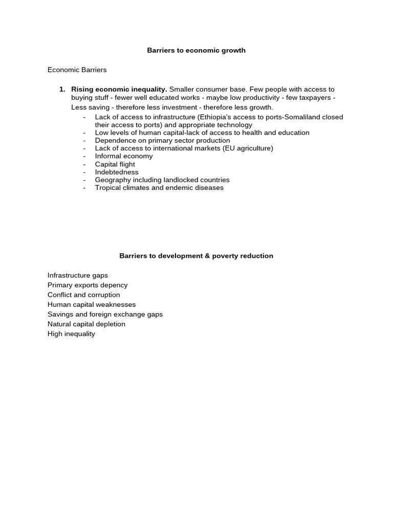 Economic Growth Barriers Explained | PDF | Poverty & Homelessness | Poverty