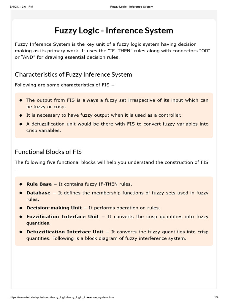 Fuzzy Logic - Inference System | PDF | Fuzzy Logic | Mathematics Of ...