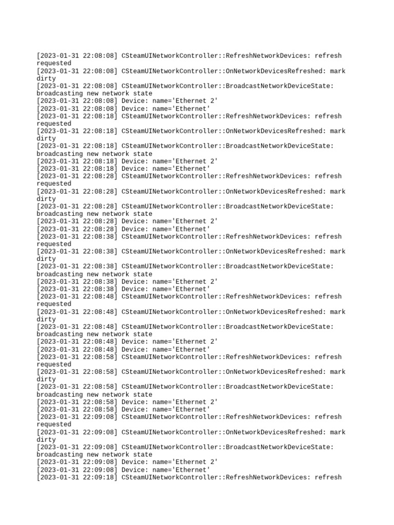 Steam Network Device Refresh Log | PDF | Osi Protocols | Computer Hardware