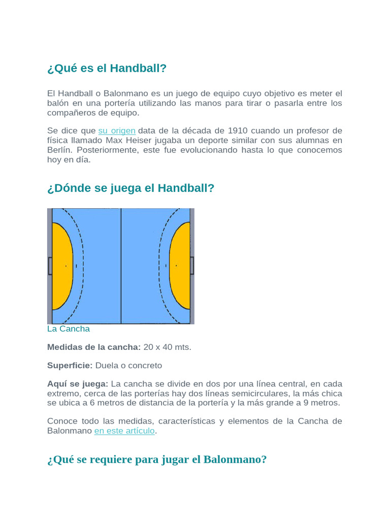 Reglas de Handball | PDF | Deportes | Deportes de equipo