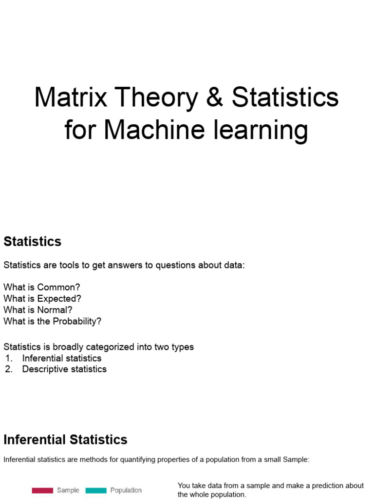 Matrix Theory - Statistics For Machine Learning | PDF | Normal Distribution | Quartile