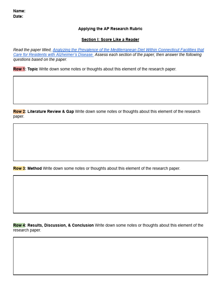 Copy of Applying The AP Research Rubric | PDF
