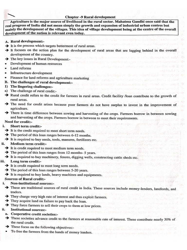 Rural Development Notes | PDF