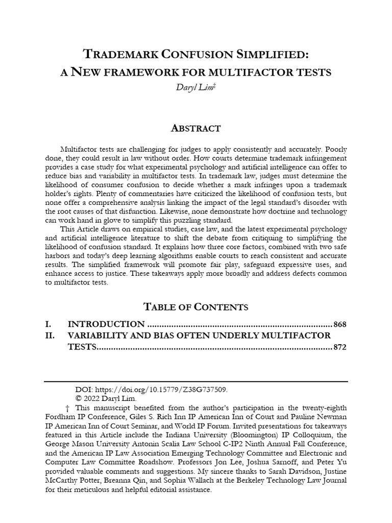 Daryl Lim's a New Framework for Multifactor Tests. | PDF | License | Patent