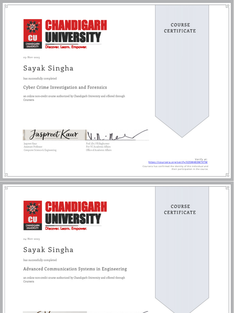 22BCS13159 Sayak Singha CourseraCertificates | PDF