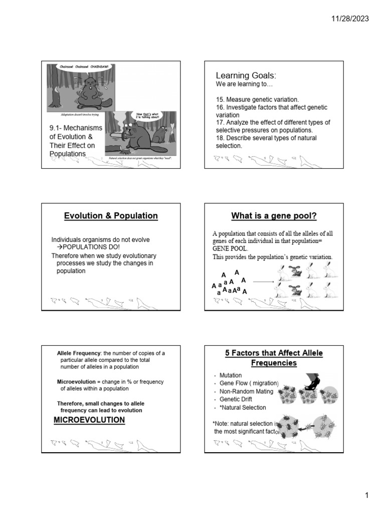 NOTE - 9.1 - Mechanisms of Evolution and Their Effect On Populations ...