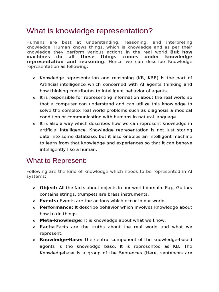 What is Knowledge Representation | PDF | Knowledge Representation And ...