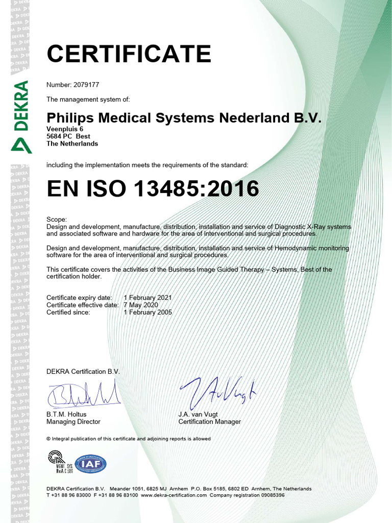 DEKRA Certification for Philips Medical Systems | PDF