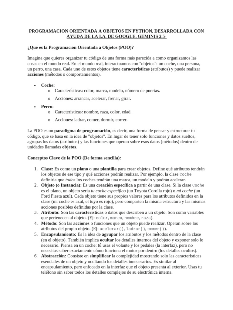 Programación Orientada A Objetos | PDF | Objeto (informática) | Python ...