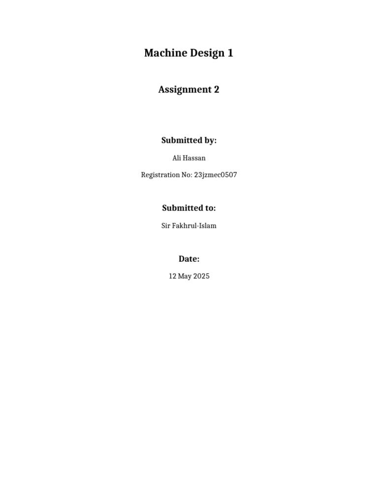 Machine Design Assignment Title Page | PDF